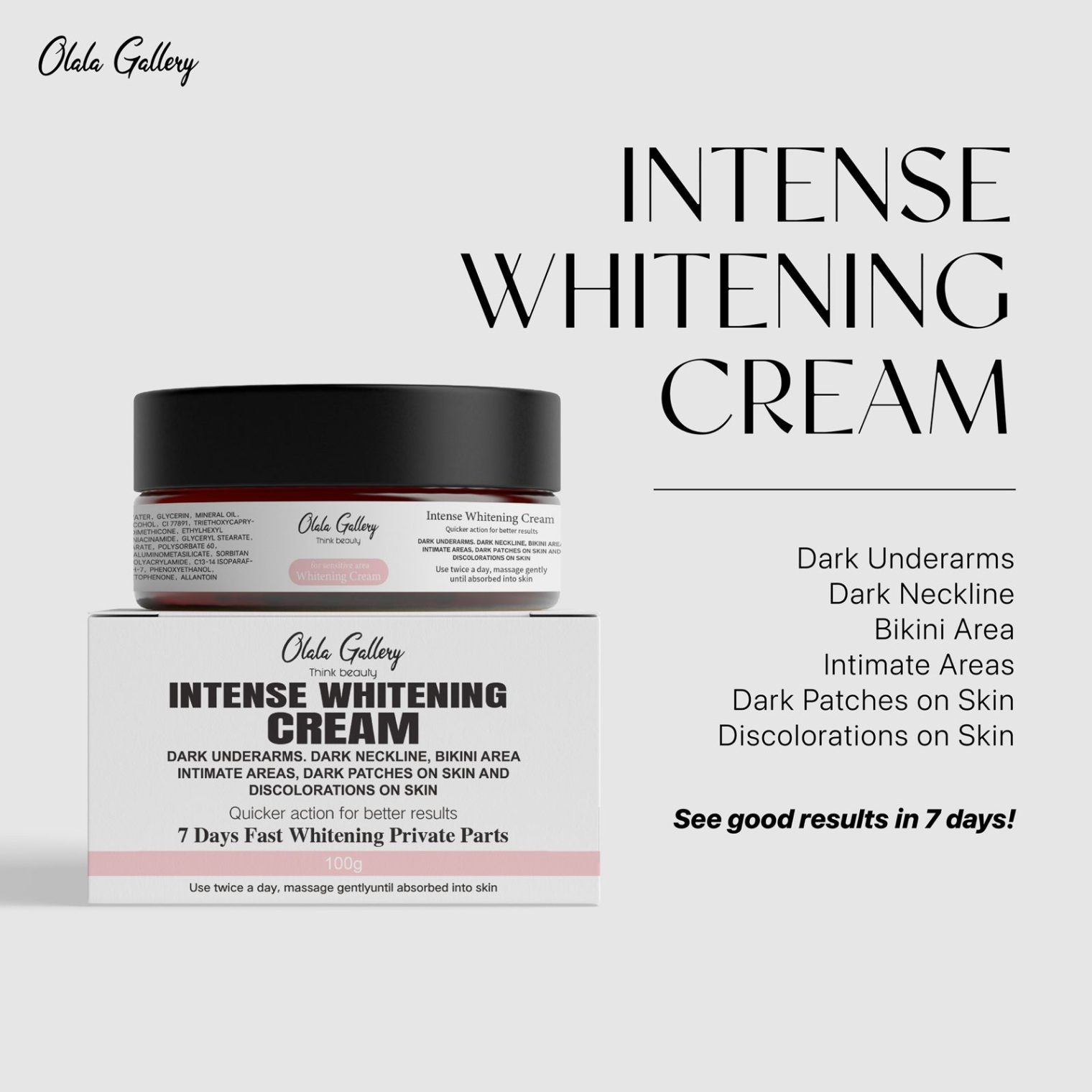 Olala Korean Intense Whitening Cream 7 Days Fast Whitening Private ...